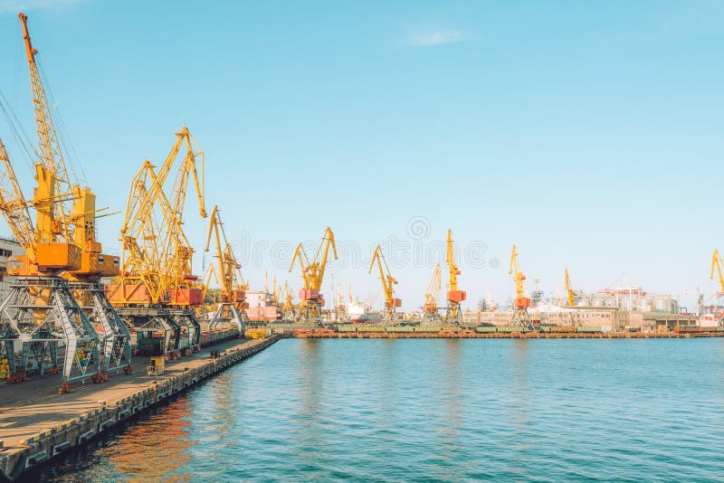 Container Cargo Ship at Industial Port in Import Export Logistic Stock ...