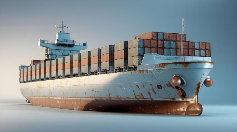 Container Cargo Ship Isolated Stock Illustration - Illustration of ...