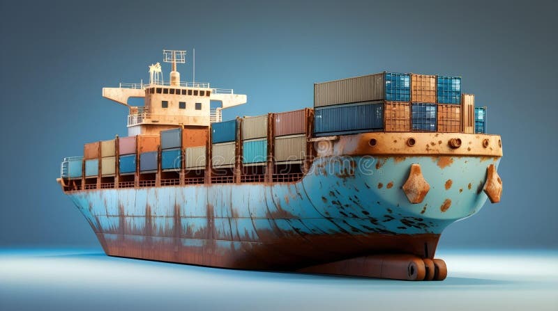 Container Cargo Ship Isolated Stock Illustration - Illustration of ...