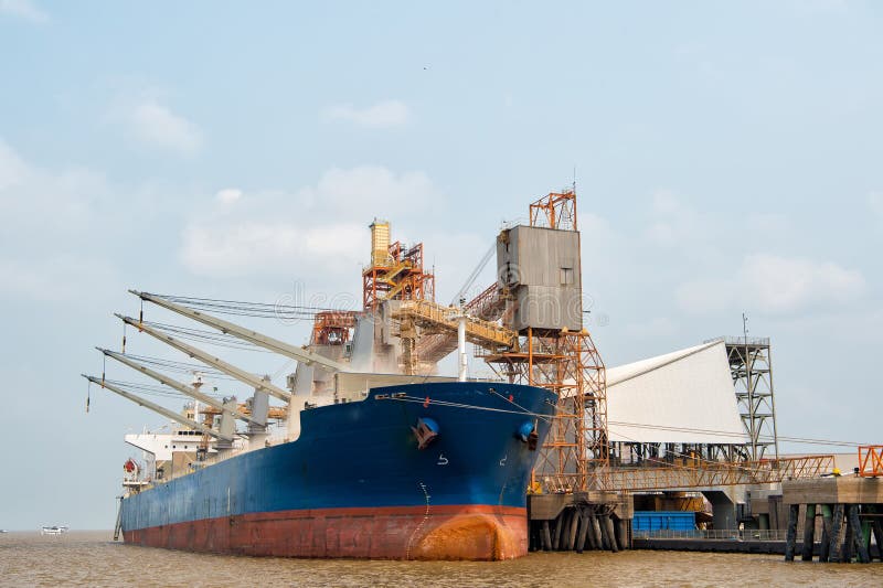 Container Cargo Ship in the Ocean at Dock Stock Photo - Image of large ...