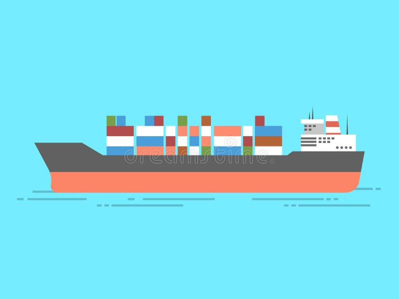 Container Cargo Ship in the Ocean Icon. Vector Stock Vector ...