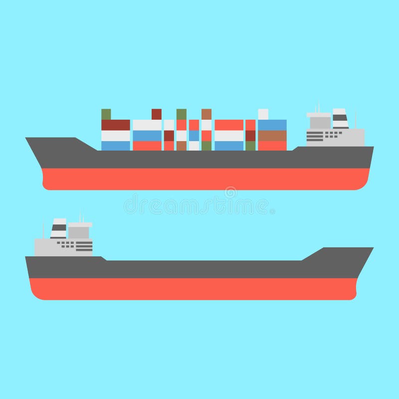Container Cargo Ship in the Ocean Icon. Vector Stock Vector ...