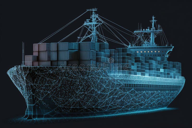 Container Cargo Ship in the Ocean. Logistics and Transportation Stock ...