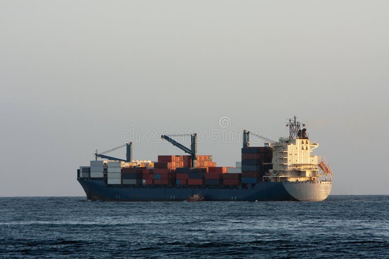 Container Cargo Ship At Sea. Stock Image - Image of ocean, vessel: 17553575