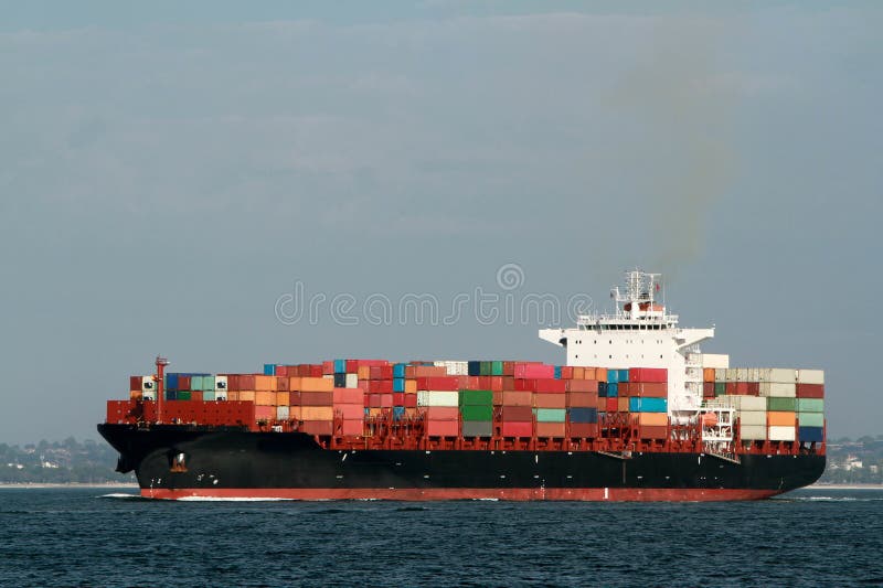 Container Cargo Ship at Sea Stock Image - Image of cargo ...