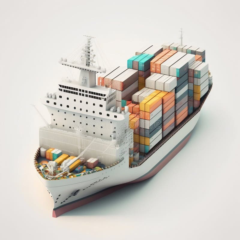 Container Cargo Ship in Sea. Generative Ai Stock Illustration ...