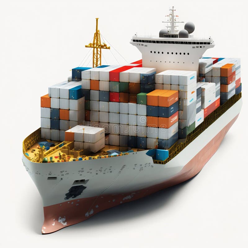 Container Cargo Ship in Sea. Generative Ai Stock Illustration ...