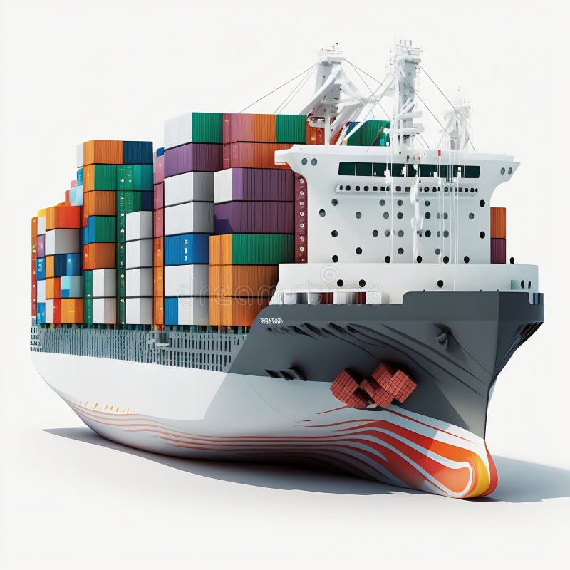 Container Cargo Ship in Sea. Generative Ai Stock Illustration ...