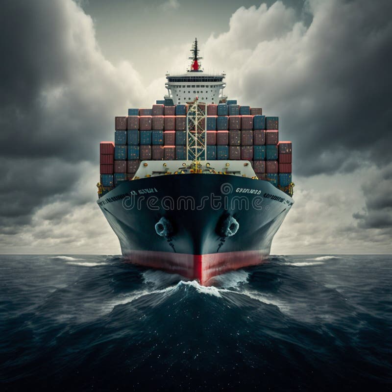 Container Cargo Ship in Sea. Generative Ai Stock Illustration ...