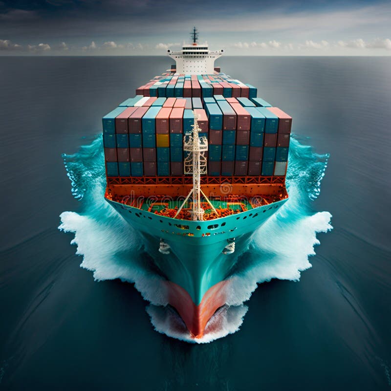 Container Cargo Ship in Sea. Generative Ai Stock Illustration ...