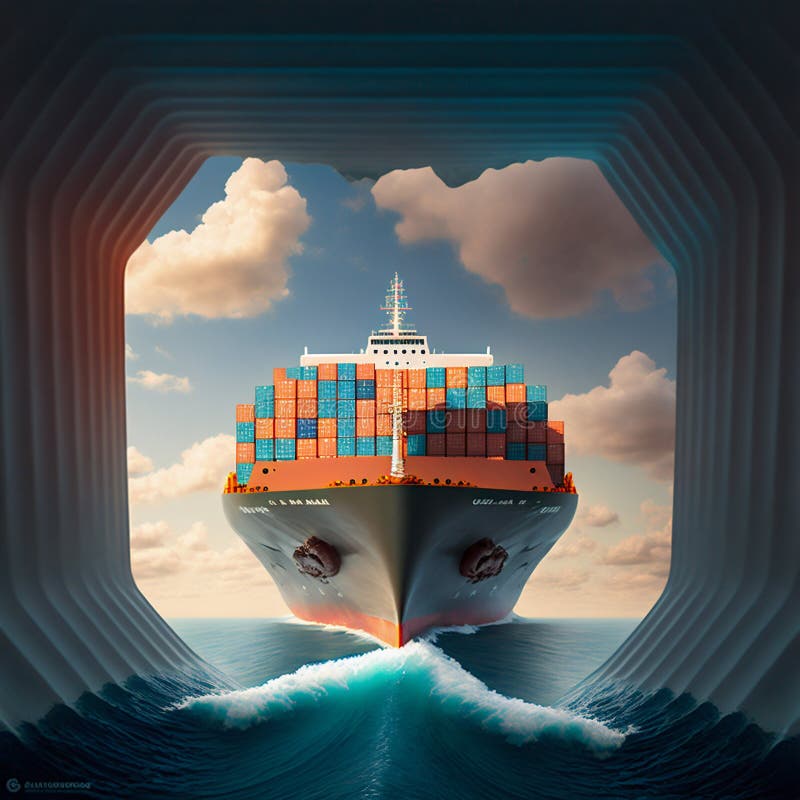 Container Cargo Ship in Sea. Generative Ai Stock Illustration ...