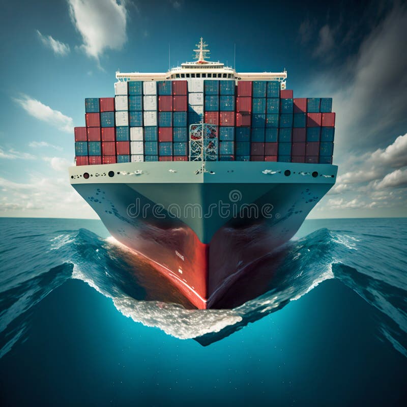 Container Cargo Ship in Sea. Generative Ai Stock Illustration ...