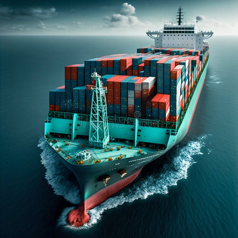 Container Cargo Ship in Sea. Generative Ai Stock Illustration ...