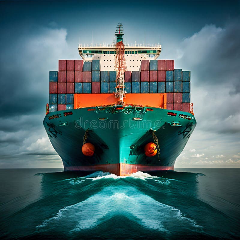 Container Cargo Ship in Sea. Generative Ai Stock Illustration ...
