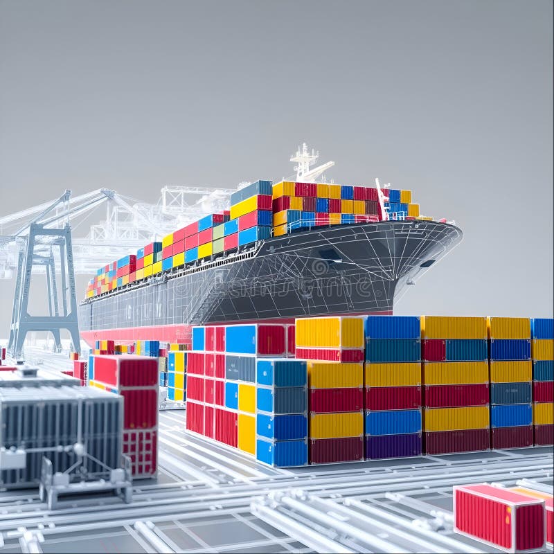 Container Cargo Ship at Trading Port Import Export Logistic Shipment ...