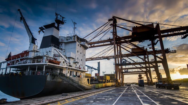 Container Cargo Transfer in Port Terminal Editorial Image - Image of ...