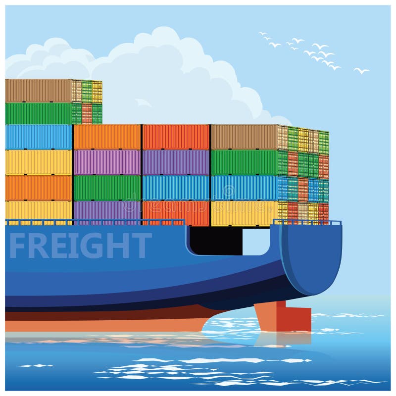 Container ship close-up stock vector. Illustration of nautical - 191103632
