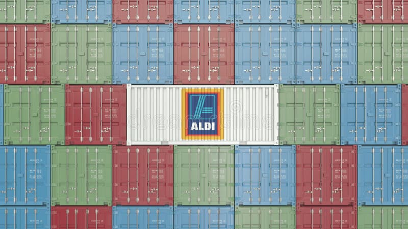 Aldi Corporate Logo on an Industrial Container. Editorial Rendering ...