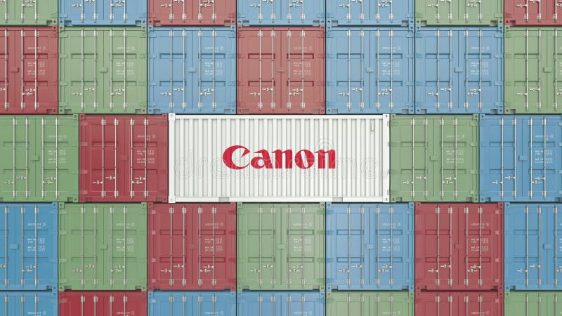 Container with Canon Corporate Logo. Editorial 3D Rendering Editorial ...