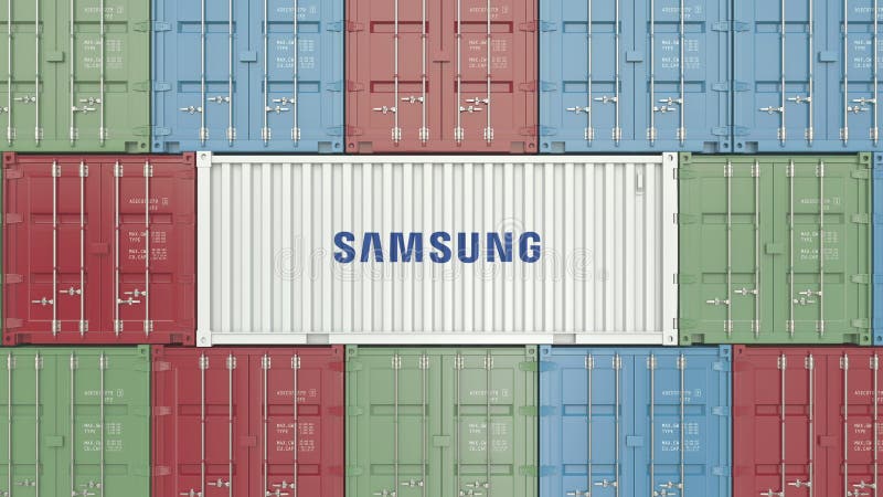Cargo Container with Samsung Logo. Editorial 3D Rendering Editorial ...