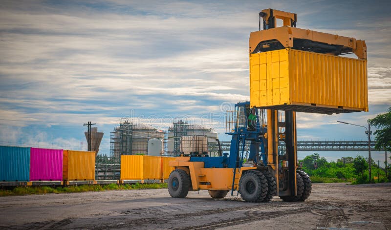 Container Crane Cargo Freight Ship with Working Crane Loading Bridge ...