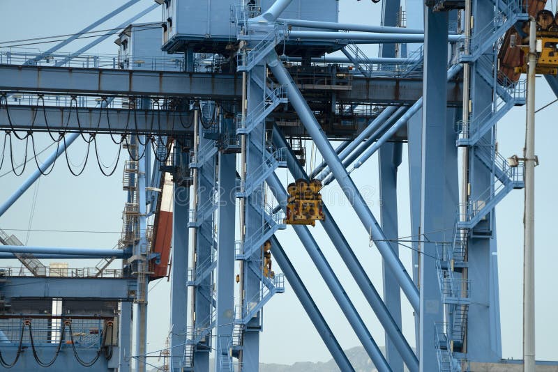 Container Crane Harbour Working Place Stock Image - Image of metal ...