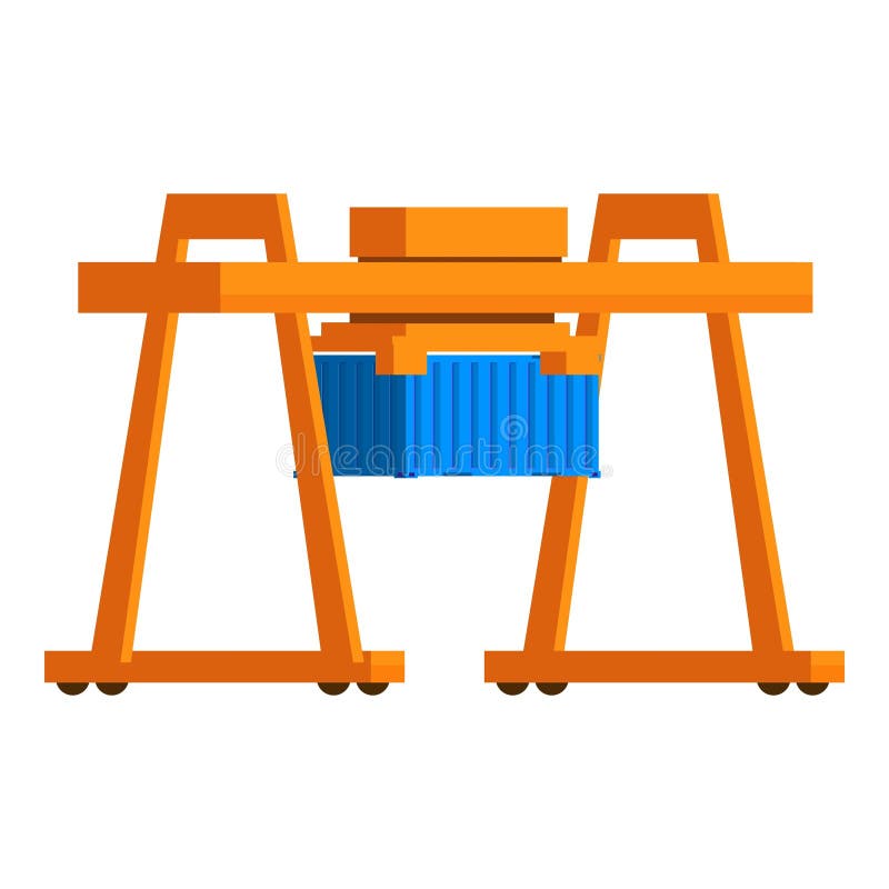 Container Crane Lifting Cargo Container at a Port Terminal Stock Vector ...