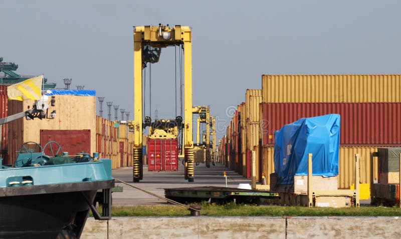 Container cranes stock photo. Image of blue, carrier - 16634652