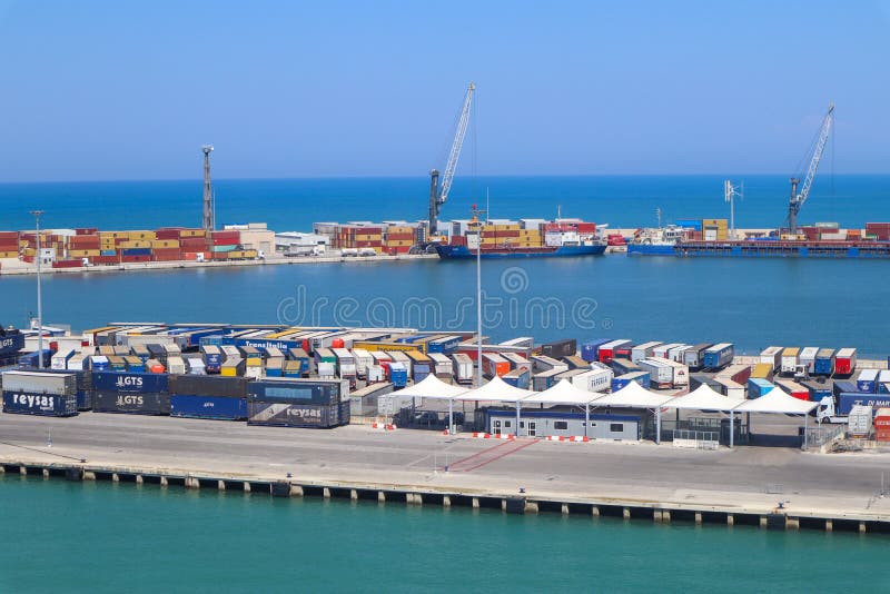 Container and Cranes in the Harbour of Bari, Italy Editorial Stock ...