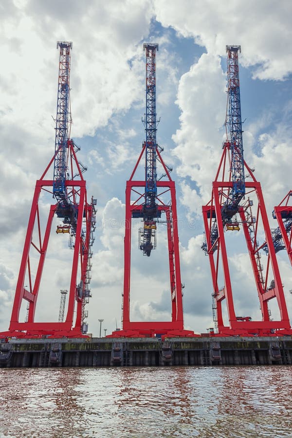 Container Cranes Towering Above the Dock Stock Photo - Image of ...