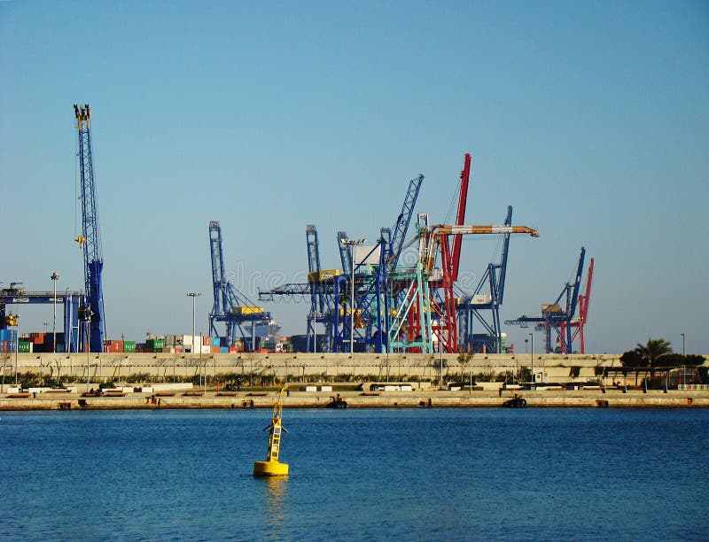 Container Cranes at Port of Malaga - Malaga, Andalusia, Spain Stock ...