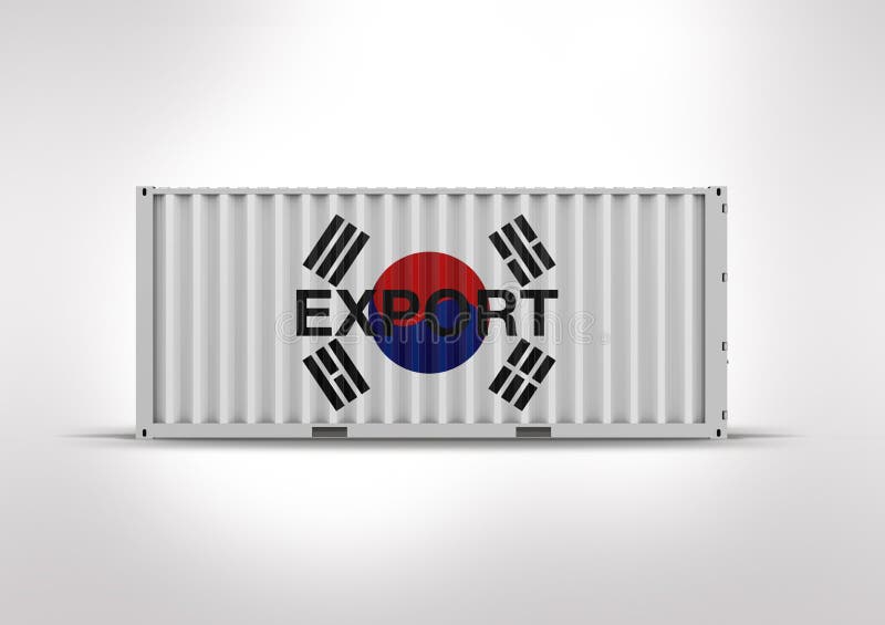 Container in 3D Rendering, Flag of Korea, by Exporters Stock ...