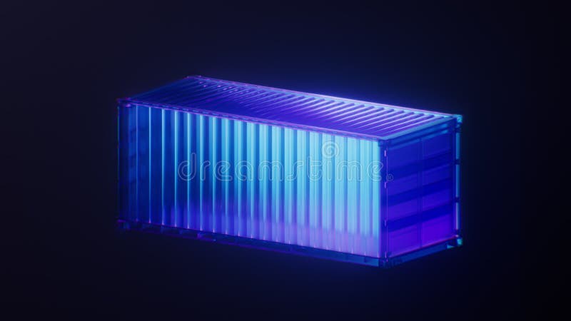 Container with Dark Neon Light Effect, 3d Rendering Stock Video - Video ...