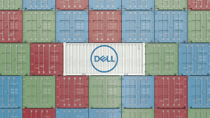 Container with Dell Corporate Logo. Editorial 3D Rendering Editorial ...