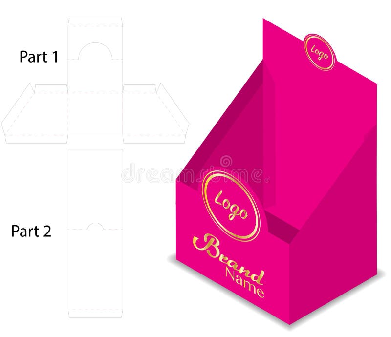 Container Display 3d Mockup with Dieline Template Stock Vector ...