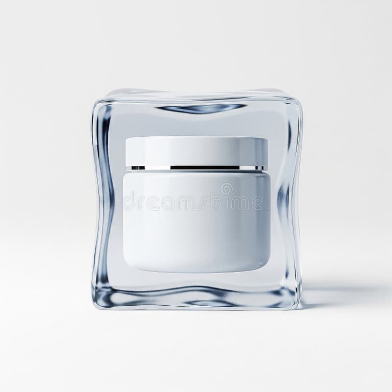 Container Displays a White Cream Jar Surrounded by a Translucent ...