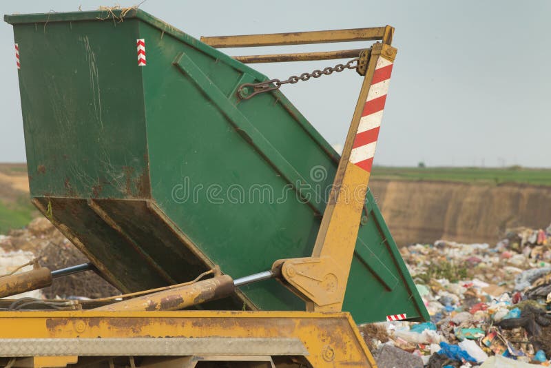 Container on the dump stock image. Image of operating - 49049771