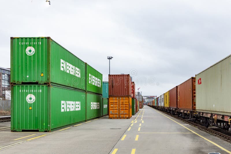 Container at East Train Station in Frankfurt Stapled at the Platform ...