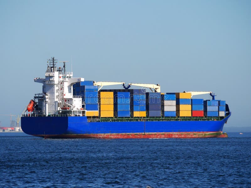 Container Feeder Ship stock image. Image of freight, ship - 67361483