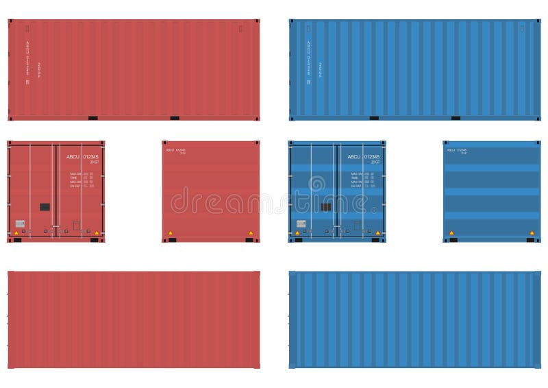 Set of Cargo Container Templates Stock Illustration - Illustration of ...