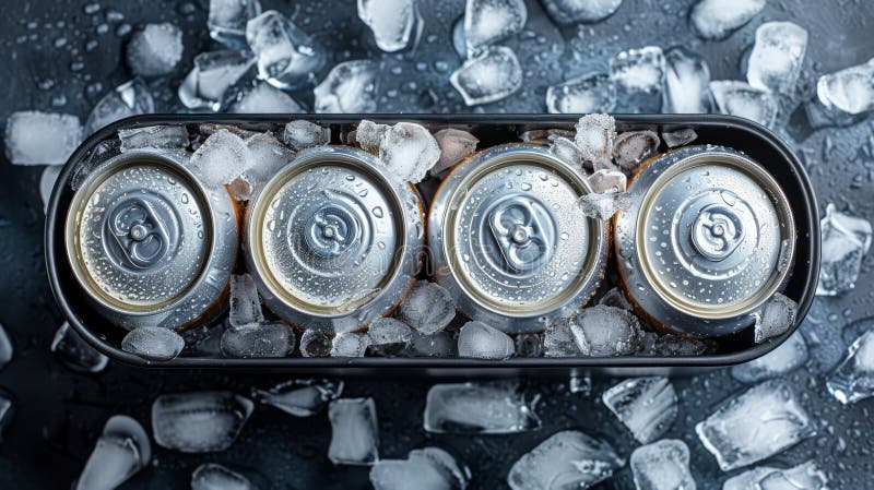 Container Filled with Ice with White Tin Cans Inside Stock Image ...