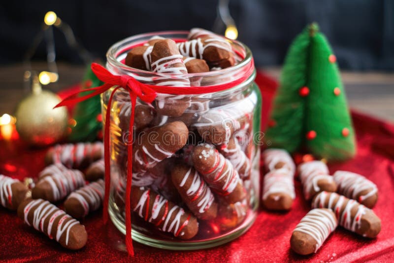 Container Filled with Leftover Candy Canes and Christmas Chocolates ...
