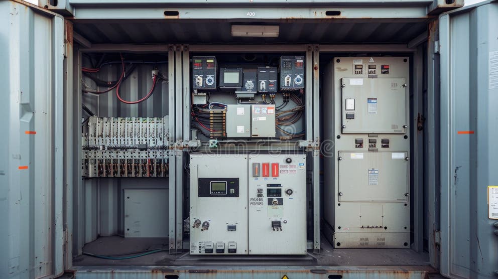 A Container Filled with Various Electrical Devices and Machinery Stock ...