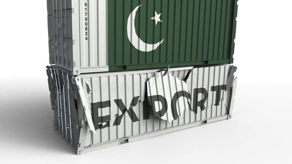 Container with Flag of Pakistan Breaking Container with EXPORT Text ...