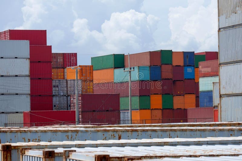 Container Fleet View of Export and Import Trade Stock Photo - Image of ...