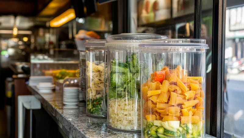 A Container with Food in the Restaurant Kitchen Isolated with White ...