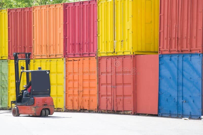 Container fork lifter stock photo. Image of work, boom - 14476420