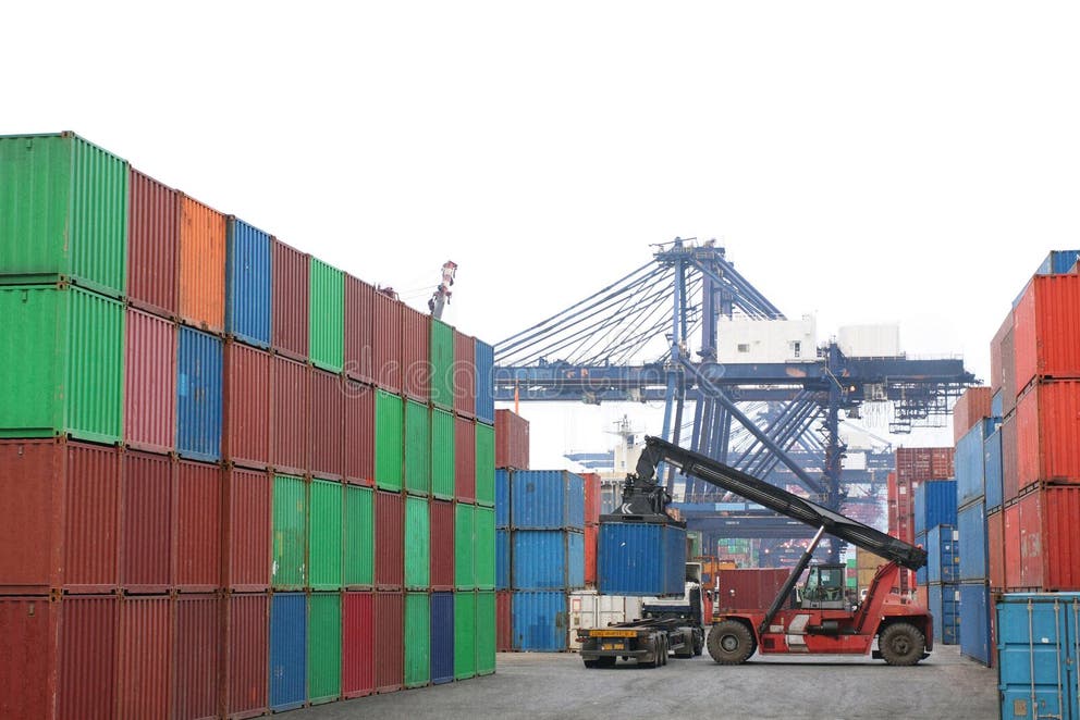 Container Forklift stock photo. Image of goods, business - 11428908