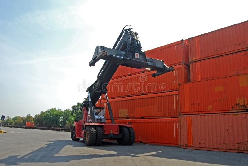 Container and forklift stock image. Image of italy, force - 6298697