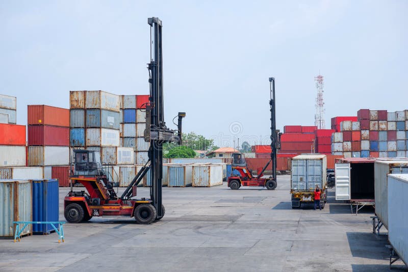 Container Forklift in the Storage Yard Stock Image - Image of ...